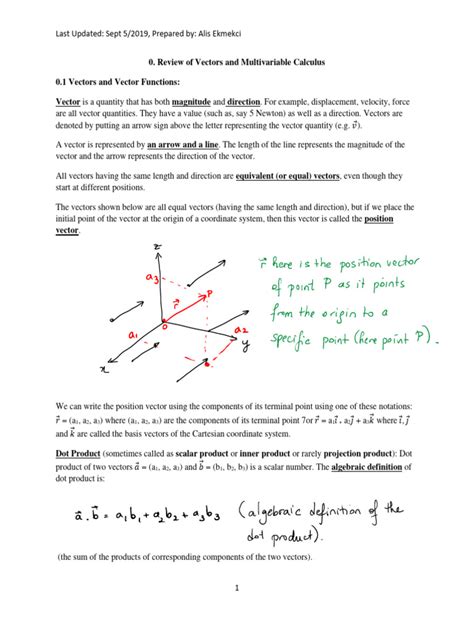 review of vectors and vector functions pdf euclidean vector