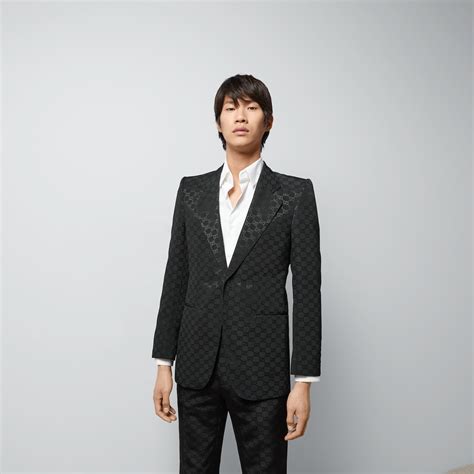 Gg Cotton Viscose Formal Jacket In Black Gucci® Us