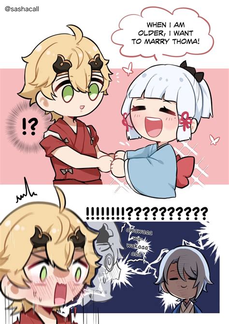 Kamisato Ayaka Kamisato Ayato And Thoma Genshin Impact Drawn By Sashacall Danbooru