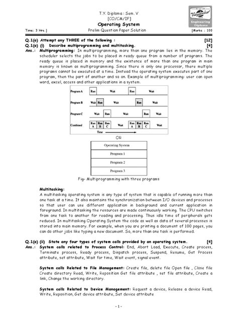 Operating System Time 3 Hrs Marks 100 Pdf Scheduling