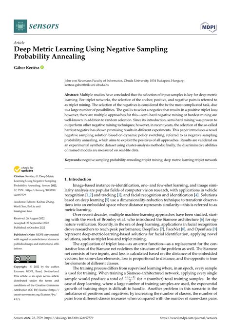 PDF Deep Metric Learning Using Negative Sampling Probability Annealing