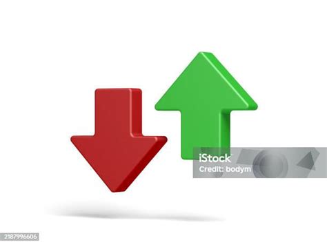 위쪽 및 아래쪽 화살표는 흰색 배경에 격리되어 있습니다 녹색과 빨간색 0명에 대한 스톡 사진 및 기타 이미지 0명 3차원 형태 개념 Istock
