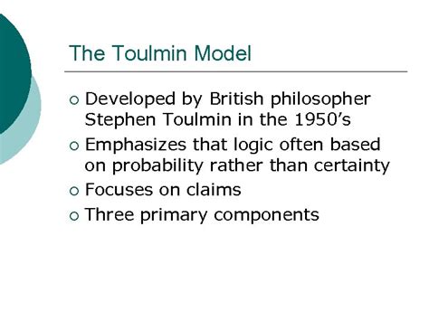 structuring and analyzing arguments the classical toulmin and