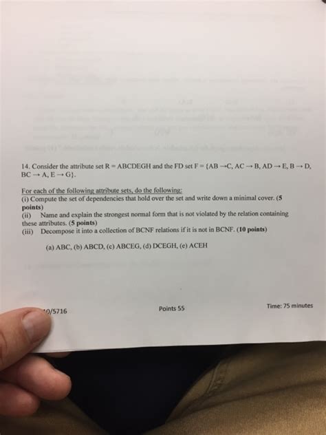 solved 14 consider the attribute set r abcdegh and the fd