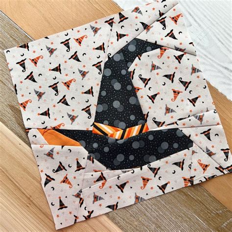Witch Hat Quilt Block Pattern 5 Sizes Halloween Fpp Pdf Download Etsy