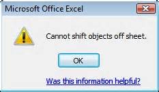Fixed Cannot Shift Objects Off Sheet In Excel