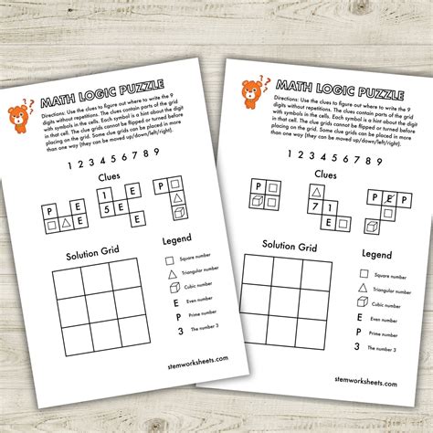 Free Math Logic Puzzles Pack 1 Stemworksheets