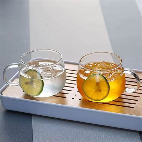 耐热玻璃杯果汁杯花茶杯带把办公室水杯早餐杯透明杯子