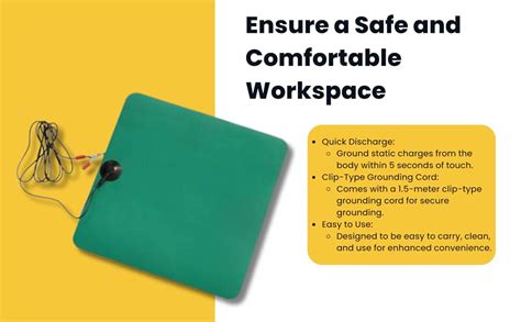 Esd Safe Anti Static Grounding Discharge Touch Pad 2 Mm Thick With Grounding Cord 10x10 Inch