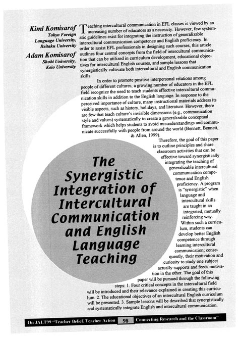 Pdf The Synergistic Integration Of Intercultural Communication And