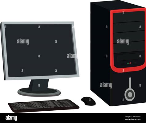 Computer Setup With Monitor Keyboard And Mousedesktop Computer Vector Illustration Stock