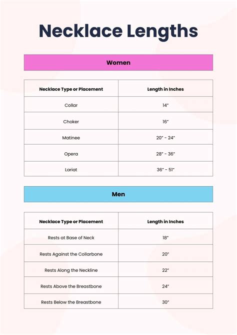Necklace Length Chart In Illustrator Pdf Download