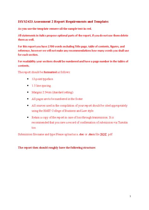Isys2423 Assignment 2 Report Structure And Template 2023docx Isys2423