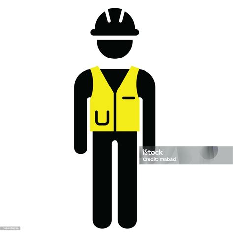 워크맨과 작업 재킷 아이콘입니다 사람과 직업 픽토그램 플랫 디자인 벡터 강사에 대한 스톡 벡터 아트 및 기타 이미지 강사