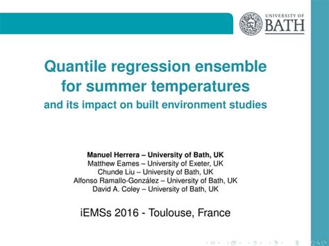 Quantile Regression Ensemble For Summer Temperatures Ppt