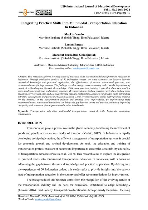 Pdf Integrating Practical Skills Into Multimodal Transportation