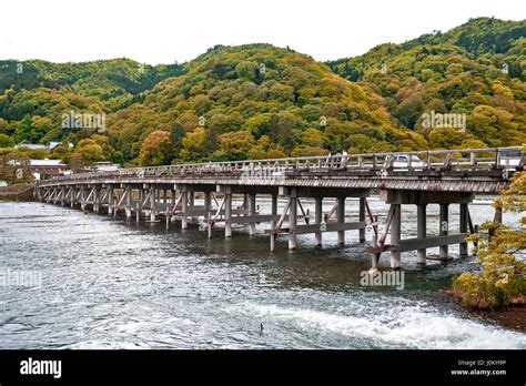 Historic Togetsu Kyo Bridge Over Katsura River In Arashiyama Kyoto