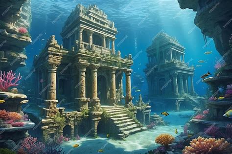 Premium Photo Ancient Underwater City Towering Coral Underwater