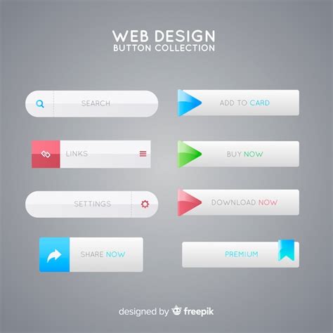 Web Design Button Collection Free Vector