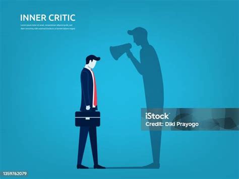 내부 비평가 개념 사업가와 그의 그림자 벡터 일러스트레이션 내부에 대한 스톡 벡터 아트 및 기타 이미지 내부 평론가