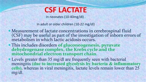 Chemical Components Of Csf Analysis Ppt