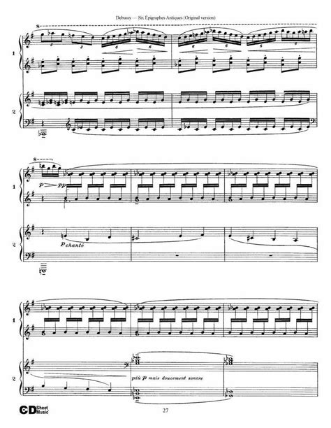 Debussy Six épigraphes Antiques 2 Piano S 钢琴谱 简谱