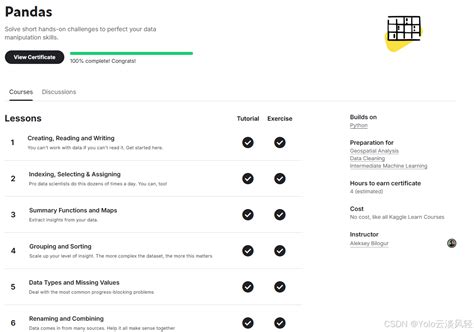 Kaggle免费课程 Pandas精品微课小白友好kaggle微课程 Csdn博客