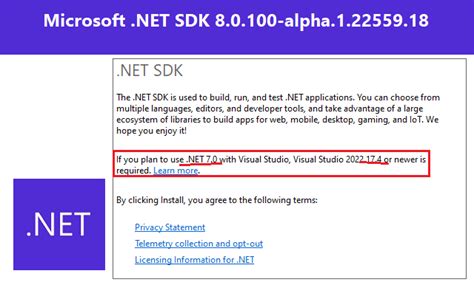 When Installing SDK The Installation Wizard Should Say NET Dotnet Issue
