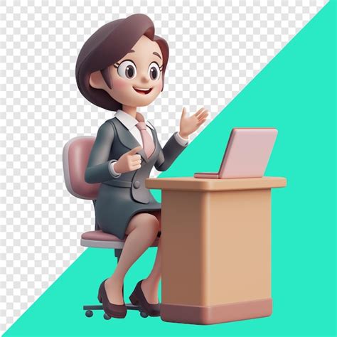 Premium Psd A Teacher Character Teaching A Class While Sitting Cute