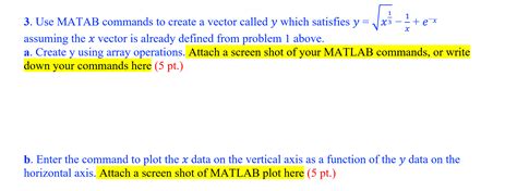 Solved X3 1 Tex х 3 Use Matab Commands To Create A Vector