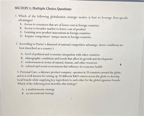 1 Which Of The Following Globalization Strategic