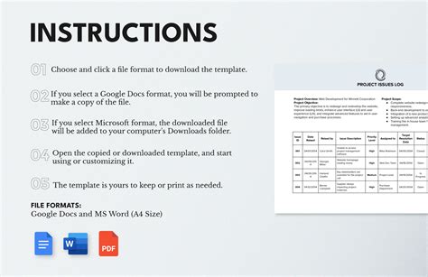 Project Issues Log Template In Word PDF Google Docs Download Template Net