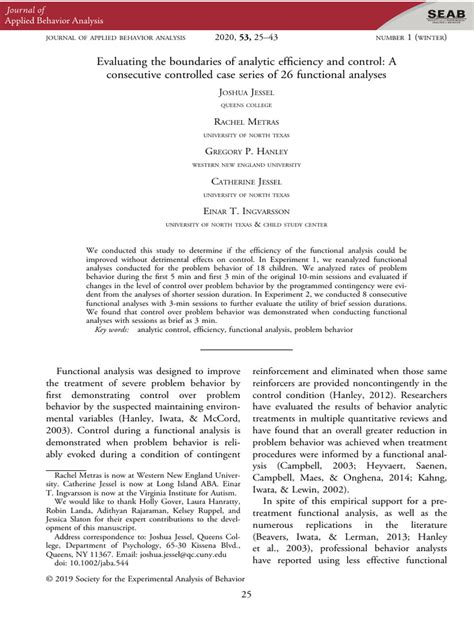 J Of App Behav Analysis 2019 Jessel Evaluating The Boundaries Of