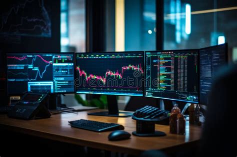 Desk With Two Monitors And Keyboard On It With Phone Generative Ai