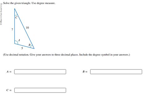 Solved Solve The Given Triangle Use Degree Measure Use Chegg
