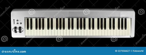 Musical Instrument Midi Keyboard Black Background Isolated Stock