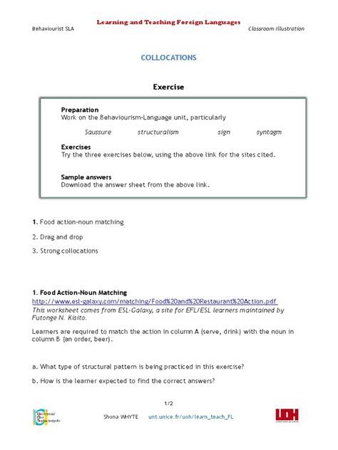 4 Collocation Be H Pdf English As A Second Or Foreign Language Syntax