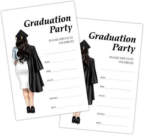 Invitaciones Para Fiesta De Graduacion En Blanco Y Negro Invitación
