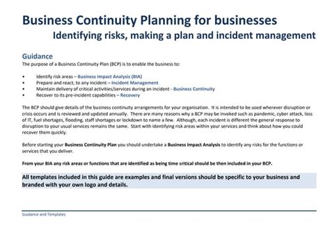 Mkc Business Continuity Templates For Businessdocx
