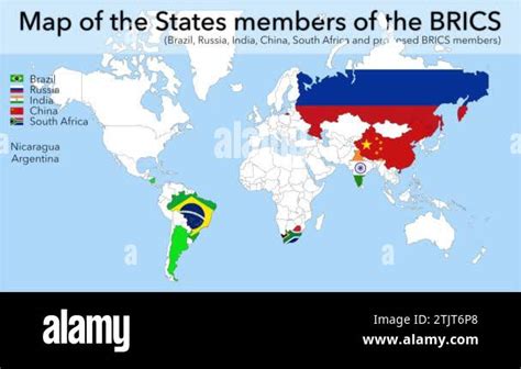 Animated Map Of The States Members Of The Brics Brazil Russia India China South Africa And