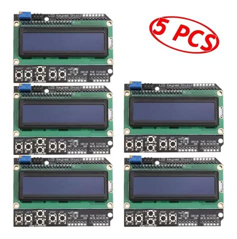 5x Display Lcd Keypad Shield 16x02 Teclado Botões Robótica