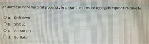 Solved An Decrease In The Marginal Propensity To Consume