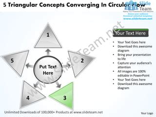 Triangular Concepts Converging Circular Flow Cycle Process Power Point Templates PPT