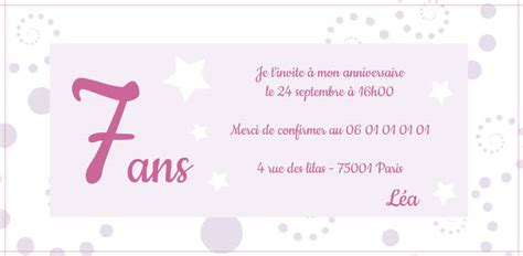 Exemple De Carte D Invitation D Anniversaire 7 Ans