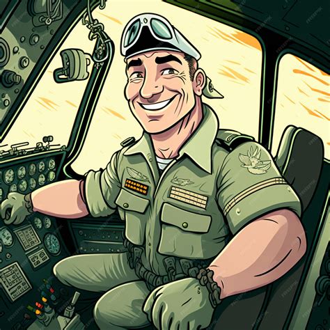 Premium Ai Image Cartoon Pilot In Cockpit Of A Plane With Pilots Gear