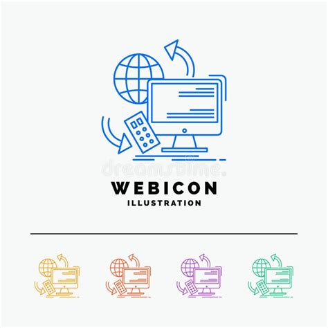 Access Control Monitoring Remote Security 5 Color Line Web Icon Template Isolated On White