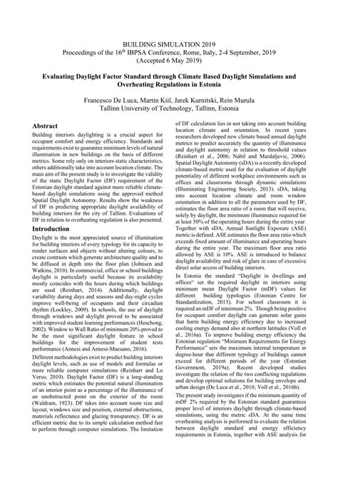 Pdf Evaluating Daylight Factor Standard Through Climate Based Daylight Simulations And