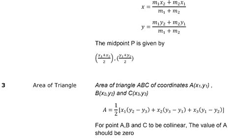 Important Formulas Coordinate Geometry Mathematics Maths Class 10