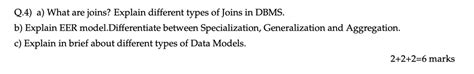 Q4 A What Are Joins Explain Different Types Of Joins In Dbms B