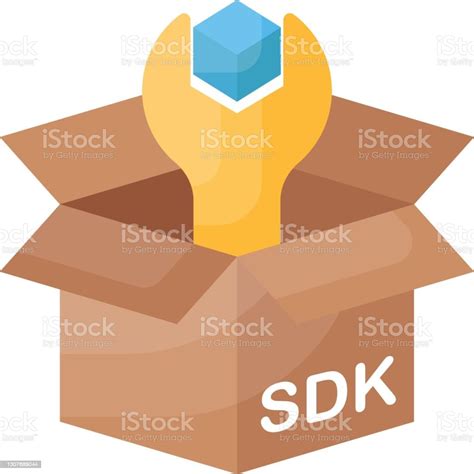 sdk 개념 설치 가능한 패키지 벡터 컬러 아이콘 디자인 흰색 배경에 소프트웨어 및 웹 개발 기호 컴퓨터 프로그래밍 및 코딩
